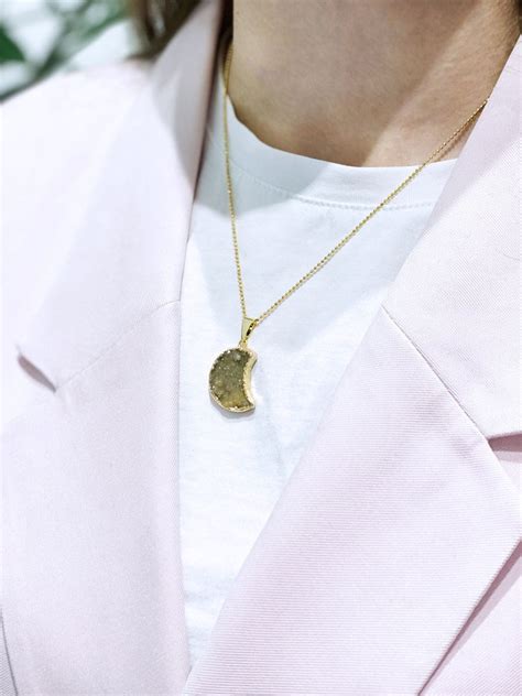 Naszyjnik Agat Księżyc Naturalny złocony Brazi Druse Jewelry Moda Sklep EMPIK