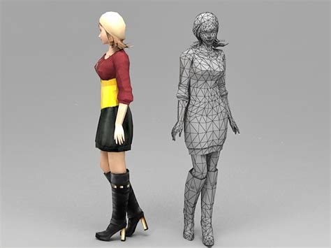 Fashion School Girl 3d Model 3ds Max Files Free Download Cadnav