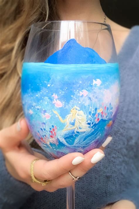 Mermaid Wine Glass No1 Mermaid Wine Glass Wine Glass Glass Bottles Art