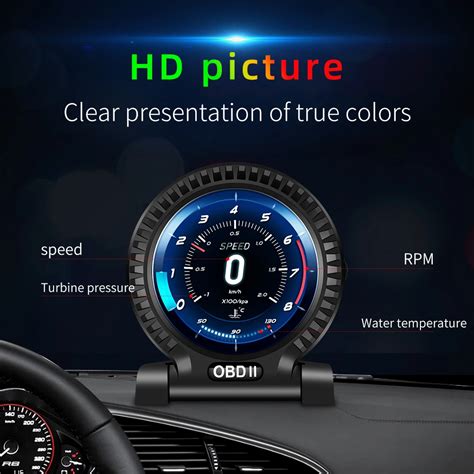 Kwhud Obd2 게이지 헤드 업 디스플레이 자동차 속도계 Rpm 오일 온도 계량기 Toyota 티몬