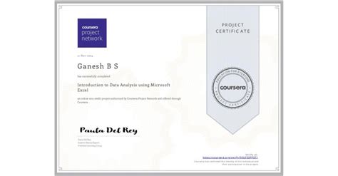 Ganesh B S On Linkedin Completion Certificate For Introduction To Data Analysis Using Microsoft