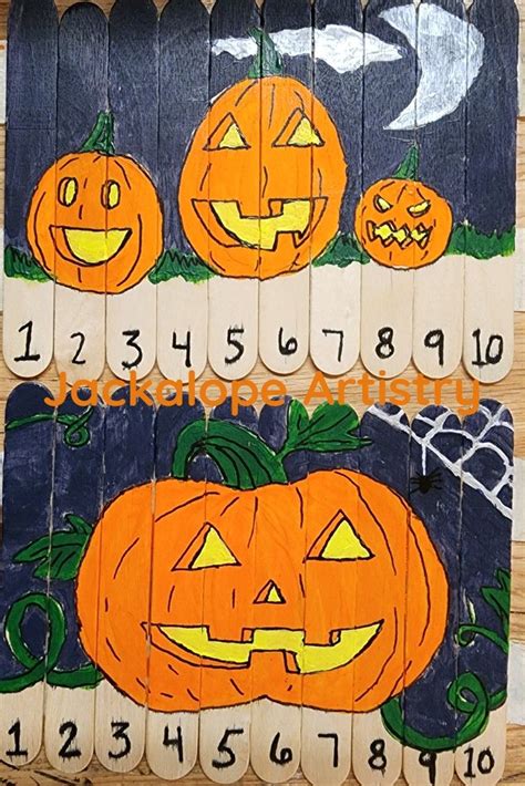 Popsicle Stick Counting Puzzle Halloween Counting Easy Projects