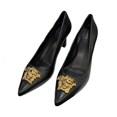 Giày Cao Gót Nữ Versace La Medusa Logo Pumps Màu Đen Size 37 Vua Hàng