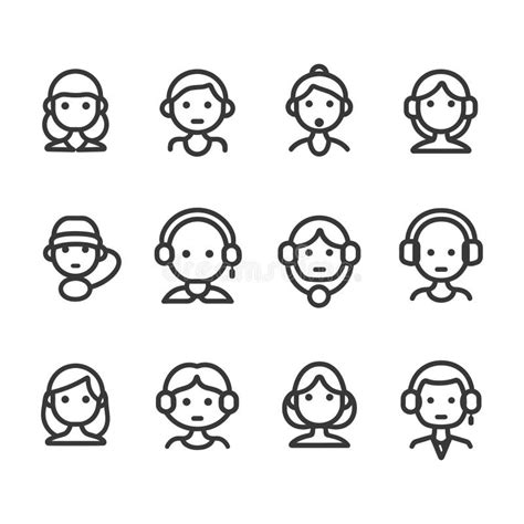 Twelve Diverse Female Avatar Icons Customer Support Operator Profile Stock Vector