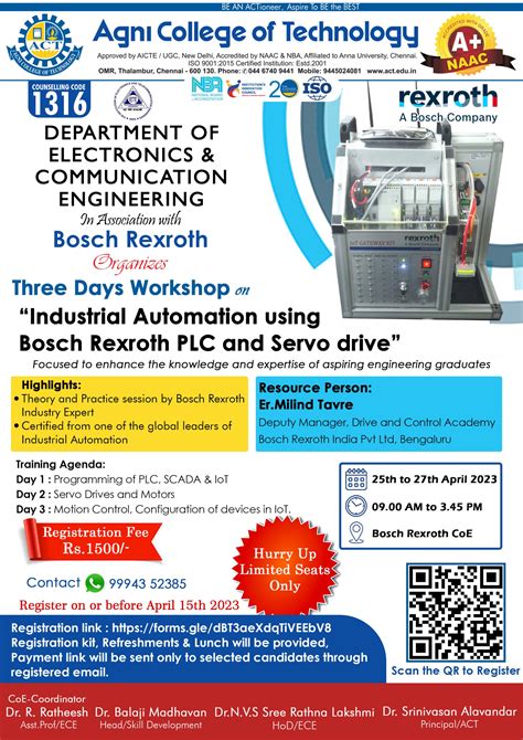Three Days Workshop On Industrial Automation Using Bosch Rexroth Plc