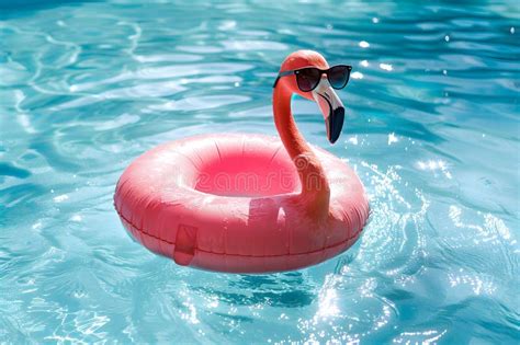 Flamingo Floatie In Sparkling Pool Water Stock Illustration