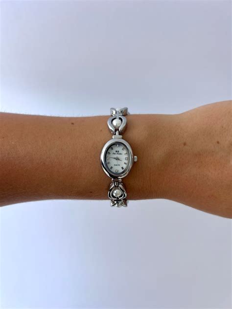 Vintage Pearl Drop Silver Womens Watch Dainty Small Face Jordantaylor