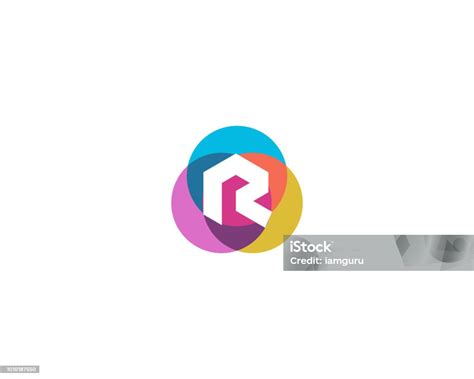 字母 R 標誌設計彩色圓圈疊加圖示標識向量圖形及更多字母r圖片 字母r 乾淨 互聯網 Istock