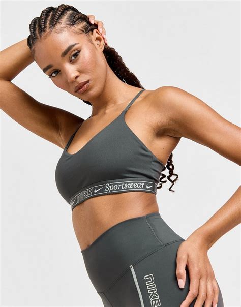 Grey Nike Training Graphic Swoosh Sports Bra Jd Sports Uk