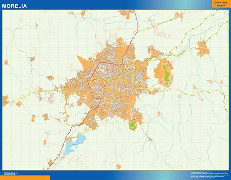 Morelia Map Mexico Buy Wall Maps In The Uk
