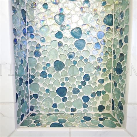 Item Gm0078be Iridescent Glass Pebble Mosaic Mix Blue Dimensions 11