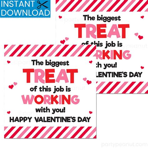 Biggest Treat Working With You Valentine Tags Party Peanut