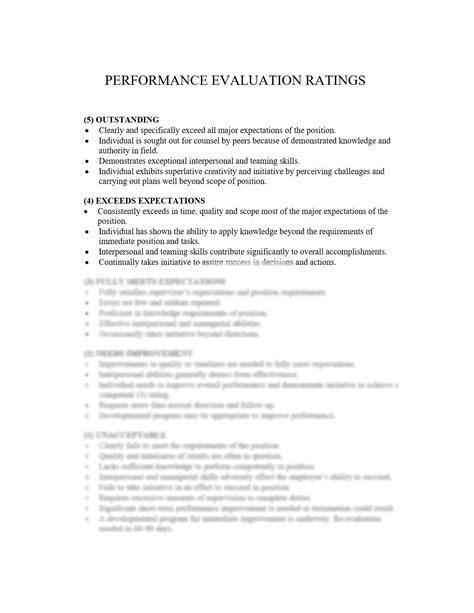 Performance Evaluation Rating Definitions Hr Guide