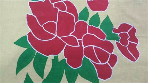 Hand Paint Rose Tutorial হ্যান্ড পেইন্ট গোলাপ টিউটোরিয়াল সহ কুর্তি