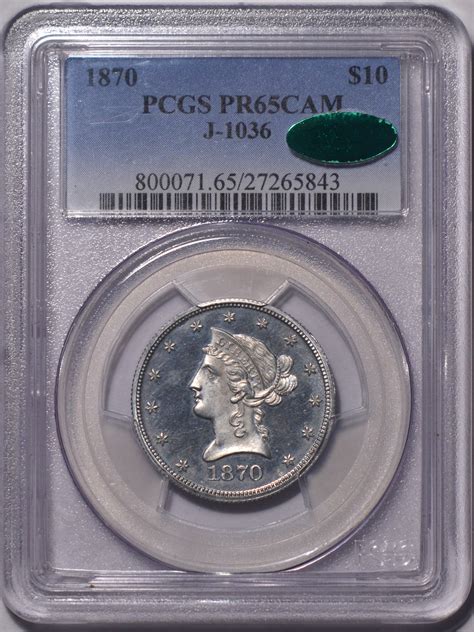 J-1036 $10 PCGS PF65 CAM CAC