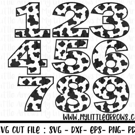 Cow Print Numbers Svg Dxf Eps Png Files For Cutting Etsy