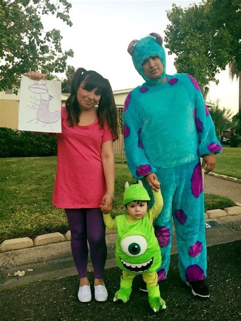 Pixars Monsters Inc Boo Mike Wazowski And Sully Homeade Halloween Costumes Monsters Inc