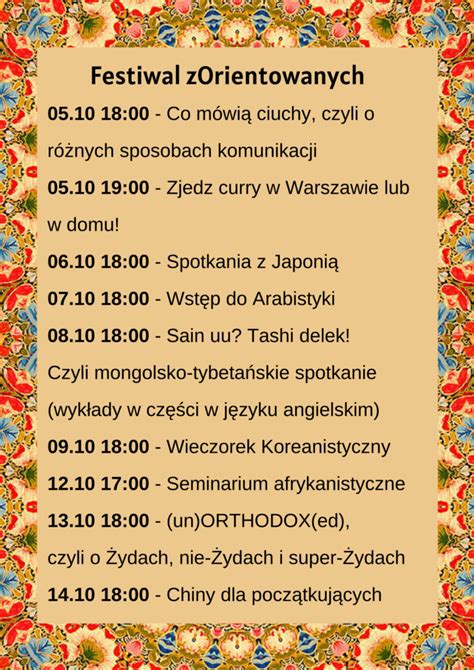 Festiwal Zorientowanych Wydział Kultur Azji I Afryki Uniwersytetu Warszawskiego