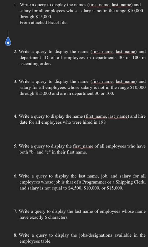 solved 1 write a query to display the names first name