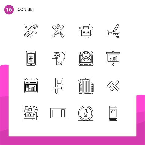 Set Of 16 Modern Ui Icons Symbols Signs For Mobile Tool Life Repair Construction Editable Vector