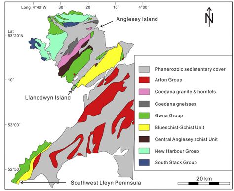Geological Map Of The Mona Complex Of Anglesey Island And