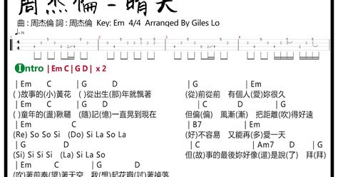 圍威喂 Ukulele 周杰倫 晴天 Ukulele譜