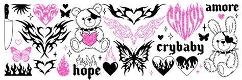 Stiker Pink Glamor Y2k Dalam Gaya Emo Goth 2000an Yang Trendi Kupukupu