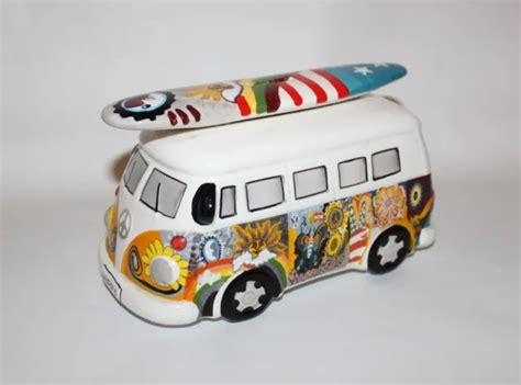 Vw Style Multi Coloured Ceramic Hippy Camper Van Money Box £699