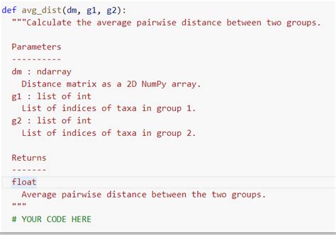 Solved Write A Function Avg Dist To Calculate The Average Chegg