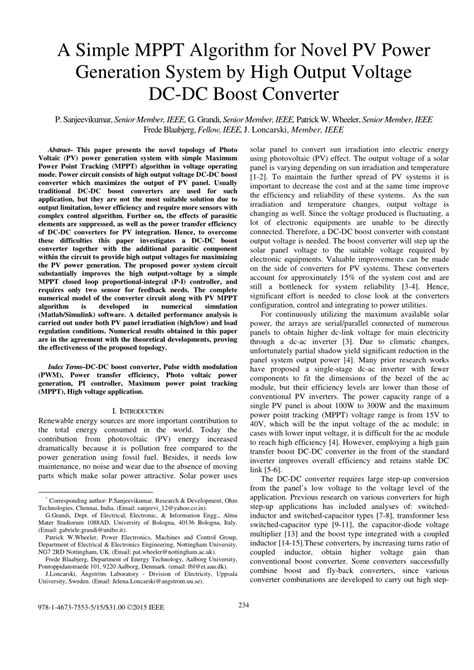 pdf a simple mppt algorithm for novel pv power generation system by