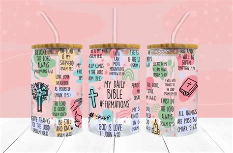 My Daily Bible Verse Affirmations Svg 16 Oz Libbey Glass Can Wrap By