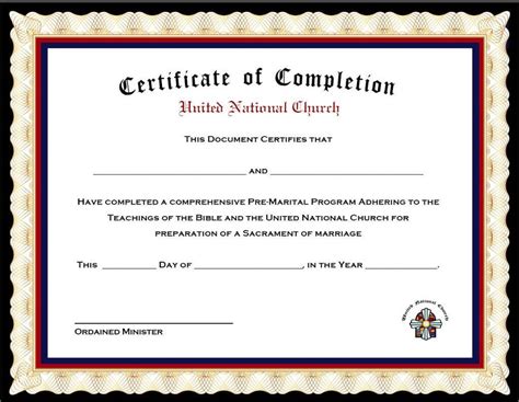 Pack Of 4 Marriage Counseling Completion Certificates For Premarital