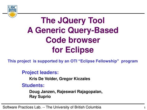 Ppt The Jquery Tool A Generic Query Based Code Browser For Eclipse Powerpoint Presentation