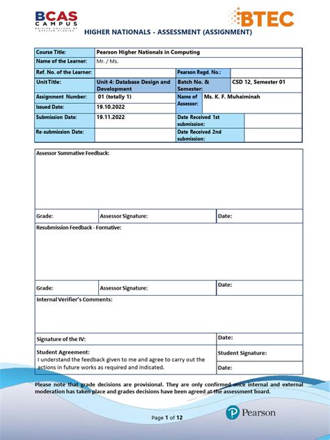 Ddd Assignment Brief Csd 12 Pdf Databases Relational Database