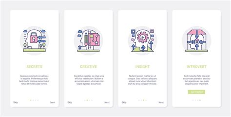 Premium Vector Mind Creative Process Line Psychology Ux Ui Onboarding Mobile App Page Screen Set