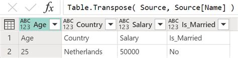 Table Transpose Table Function Power Query M