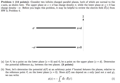 Solved Problem Points Consider Two Infinite Charged Chegg