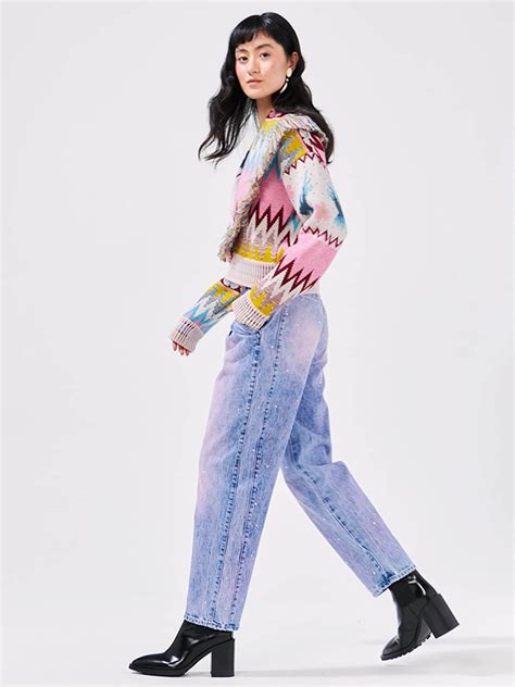 Hayley Menzies Acid Wash Crystal Vintage Tapered Jeans Twilight Purple