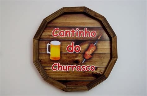 Cantinho do Churrasco placa em madeira no Elo Mila decorações B C