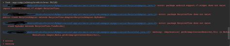 cannot resolve import android support v7 widget recyclerview stack