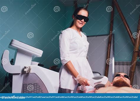 Male Depilation Laser Hair Removal Procedure Treatment Skin Preparation Process Of Preparing
