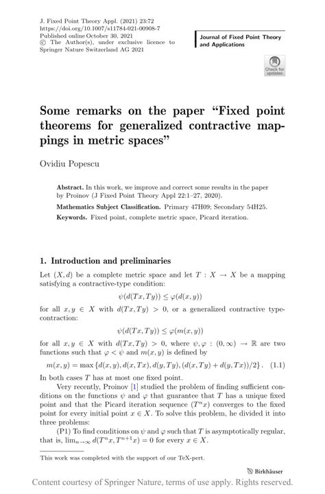 Some Remarks On The Paper Fixed Point Theorems For Generalized
