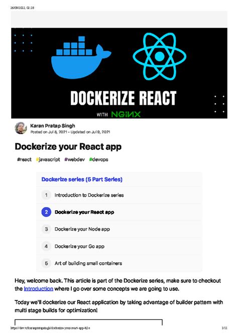 Dockerize Your React App Dev Community Karan Pratap Singh