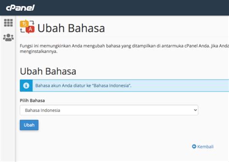 Setting Bahasa Di CPanel Belajar CPanel