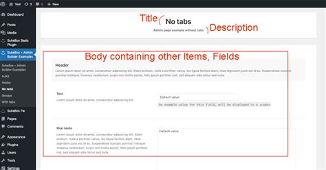 Admin Page Wordpress Admin Builder