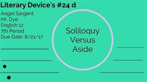 Soliloquy Versus Aside By Angel Sargent On Prezi