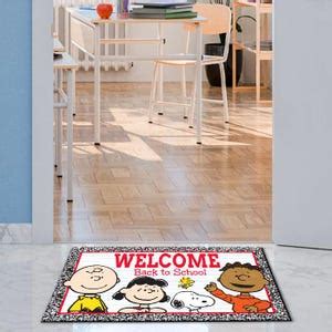 Peanuts Welcome Back To School Doormat Peanuts Gang Snoopy Welcome Mat