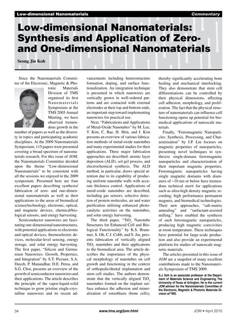 Pdf Low Dimensional Nanomaterials Synthesis And Application Of Zero