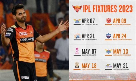 Sunrisers Hyderabad Full Schedule For Ipl 2023 Fixtures List Venues