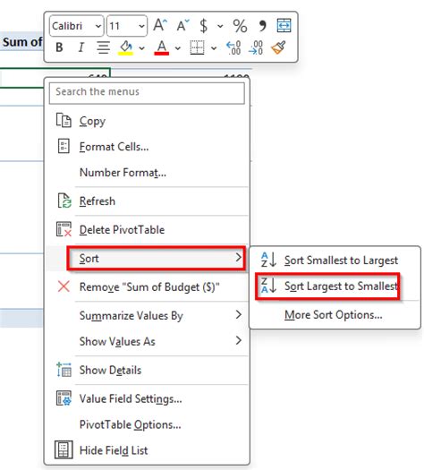How To Sort Excel Pivot Table From Largest To Smallest Excel Insider